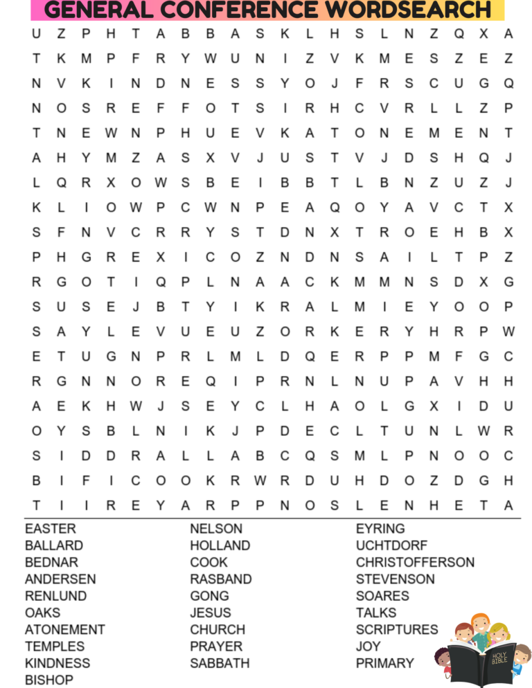 General Conference Wordsearch Printable - Lola Lambchops